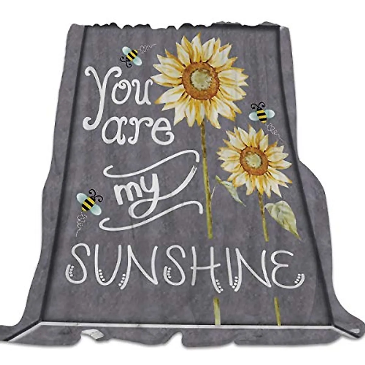 Ultra Soft Flannel Fleece Bed Blanket You are My Sunshine Bees Sunflower Throw Blanket All Season Warm Fuzzy Light Weight Cozy Plush Blankets for Living Room/Bedroom 40 x 50 inches