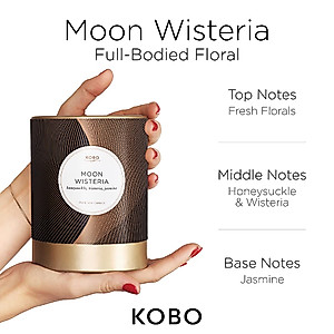 KOBO Moon Wisteria Candle (11 oz) | 100% Pure Soy Candle | All Natural Scented Candle, Hand-Poured in USA | 80 Hour Long Burning Candles | Scented Candles for Home