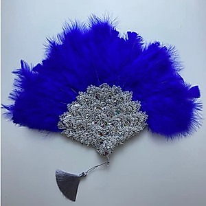 Msbfea Big Size Design African Orange Feather Fan Ladies Wedding Feather Fan for Bride Double Side Feather Nigerian Flower - 35cmx45cm Color 931