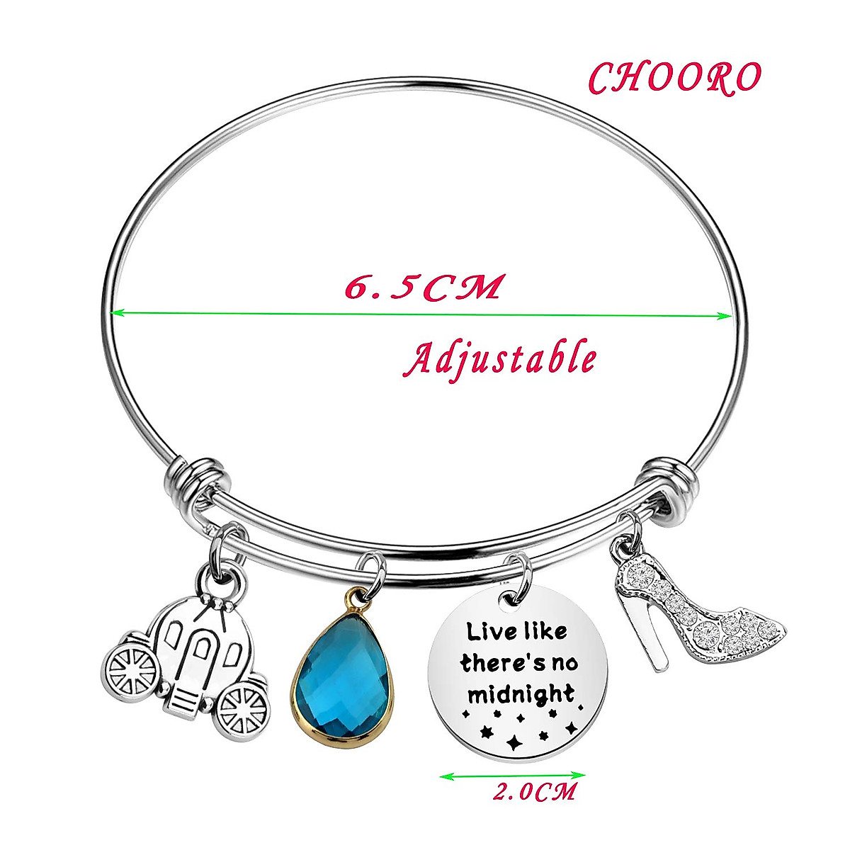 CHOORO Inspired Charm Bangle Live Like There's No Midnight Bracelet Fables and Fairytale Gift For Her (No Midnight bracelet)
