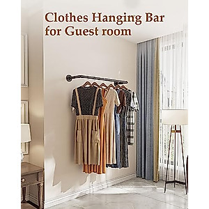 Bodato Industrial Clothing Rack 38.4'' for Wall, Heavy Duty Pipe Clothes Rack Wall Mounted for Hanging Clothes Garment, Closet Rod Hanging Bar for Walk-in Closet