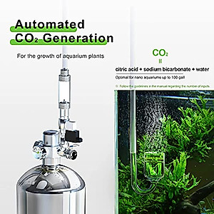 Fzone 2.5 L Aquarium CO2 Generator System Carbon Dioxide Reactor Kit with Regulator and Needle Valve for Aquarium Plants Tanks