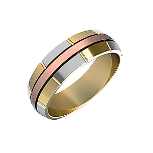 JewelsForum 14K 3 Tone Gold Rings Tri Colour Gold Wedding Band White Gold, Rose Gold and Yellow Gold Wedding Band