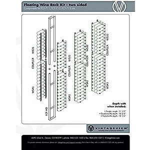 VintageView W Series Two-Sided Floating Wine Rack Kit (42 Bottles, Satin Black) Stylish Modern Wine Storage with Label Forward Design