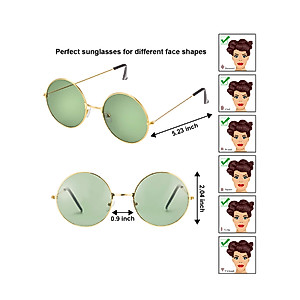 Blulu 18 Pairs Hippie Round Sunglasses for Women Men Bulk Retro Circle Hippie Glasses Metal Frame for Disco Party Accessory