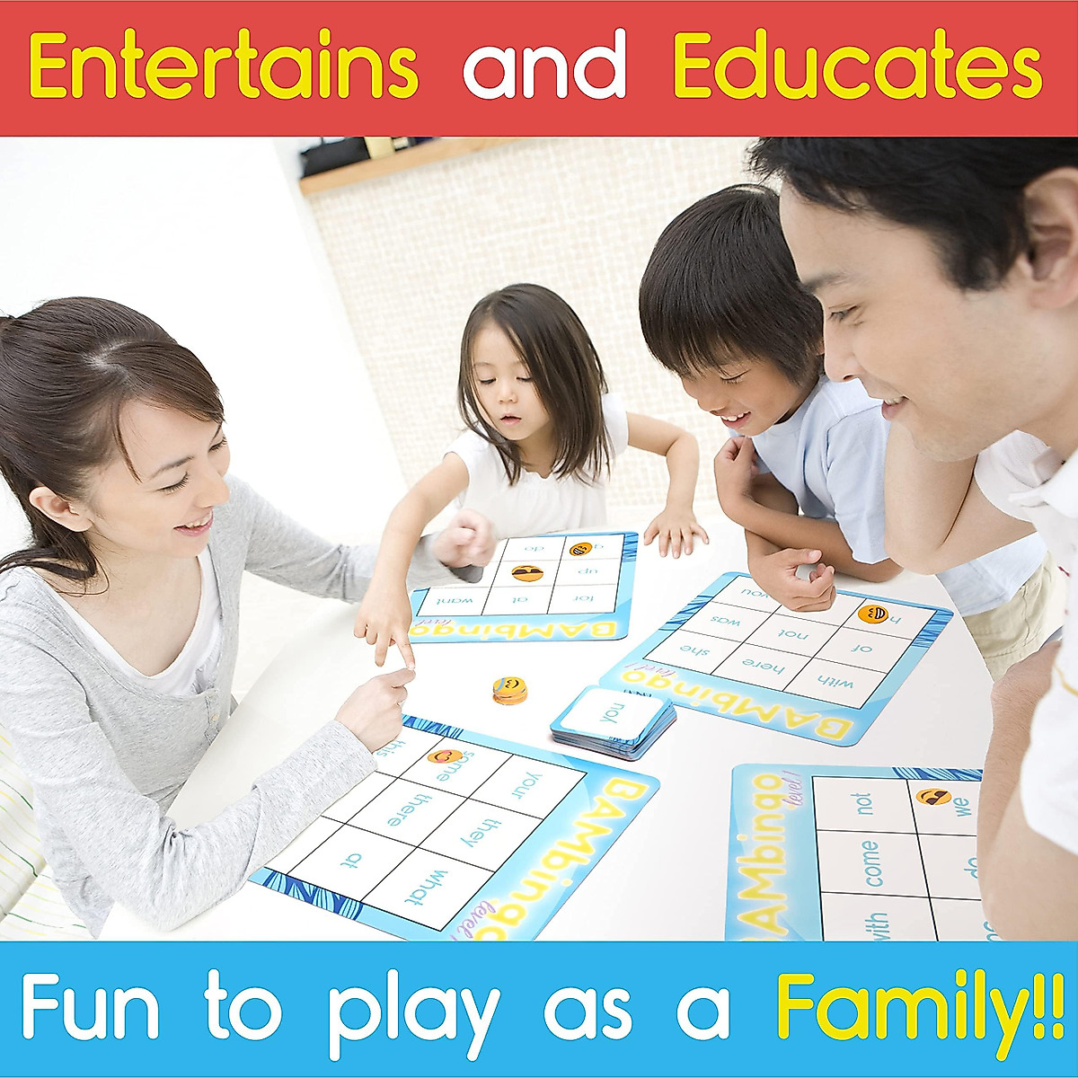 THE BAMBINO TREE Sight Word Bingo Game Level 1 and 2 - Learn to Read Vocabulary for Kindergarten 1st Grade - Dolch's Fry's Words Lists