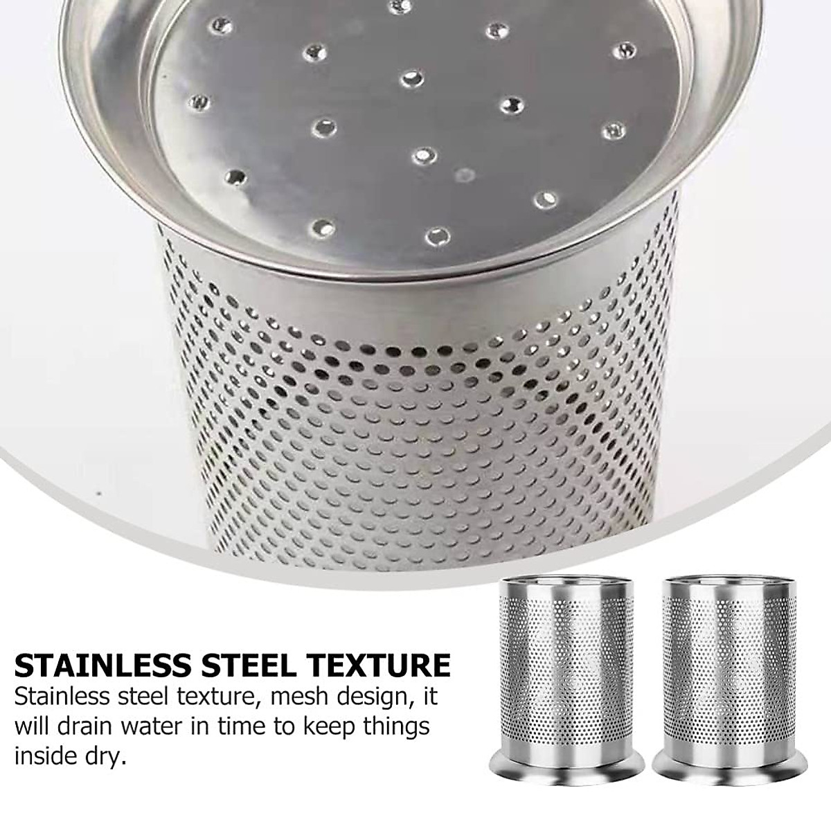 Cabilock 2pcs Kitchen Utensil Chopsticks Straw Holder Stainless Steel Silverware Holder Countertop Utensil Holder for Kitchen Home Office Pen Holder Organizer