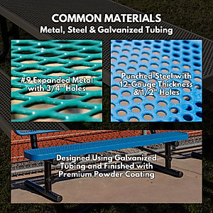 Coated Outdoor Furniture Heavy-Duty Portable Outdoor Bench Thermoplastic Coated, Punched Steel, Commercial-Grade Seating, Made in America (Portable Without Back, 8 Ft, Textured Black)