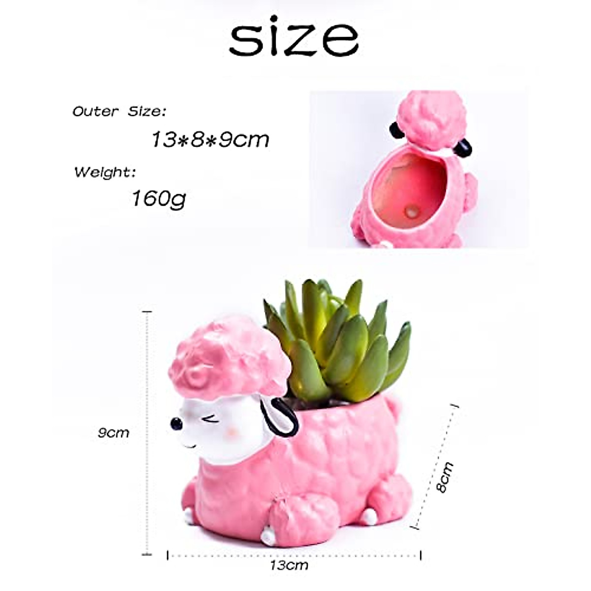 Cute Poodle Puppy Flower Pot with Drainer Garden Flower Pot Resin Succulent Potted Bonsai Plant Stand Home Desk Mini Ornaments Balcony Gardening Flower Pot Does Not Contain Plants