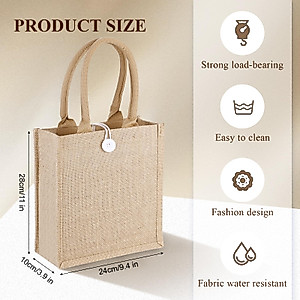 10 Pack Burlap Tote Bags Reusable Jute Bags with Handles Blank Burlap Tote Large Jute tote 11X9.4X4Inch Burlap Gift Bags for Grocery Shopping Wedding Travel Bachelorette Party Embroidery DIY Art