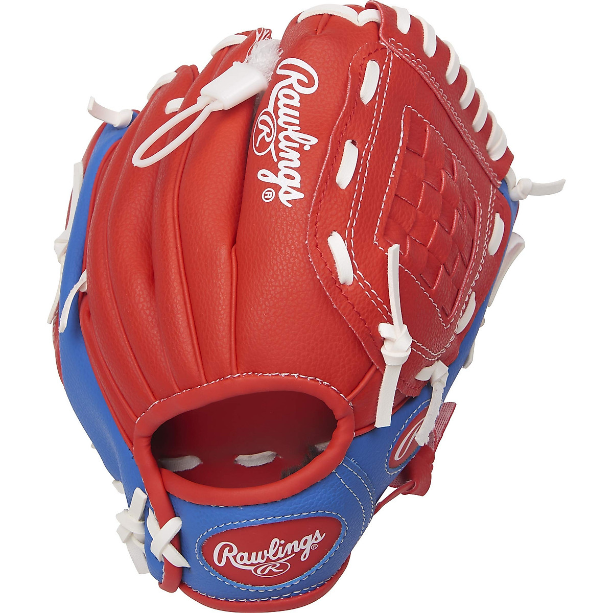 Rawlings | PLAYERS Series T-Ball & Youth Baseball Glove | Right Hand Throw | 9" | Red/Blue with Ball