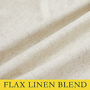 NICETOWN Natural Full Blackout Back Tab Linen Curtains 84 inch Long 2 Panels Set, Boho-Chic Thick Linen Blend Drapes, Insulated Small Window Covers Draperies with White Backing for Cafe (42" Wide)