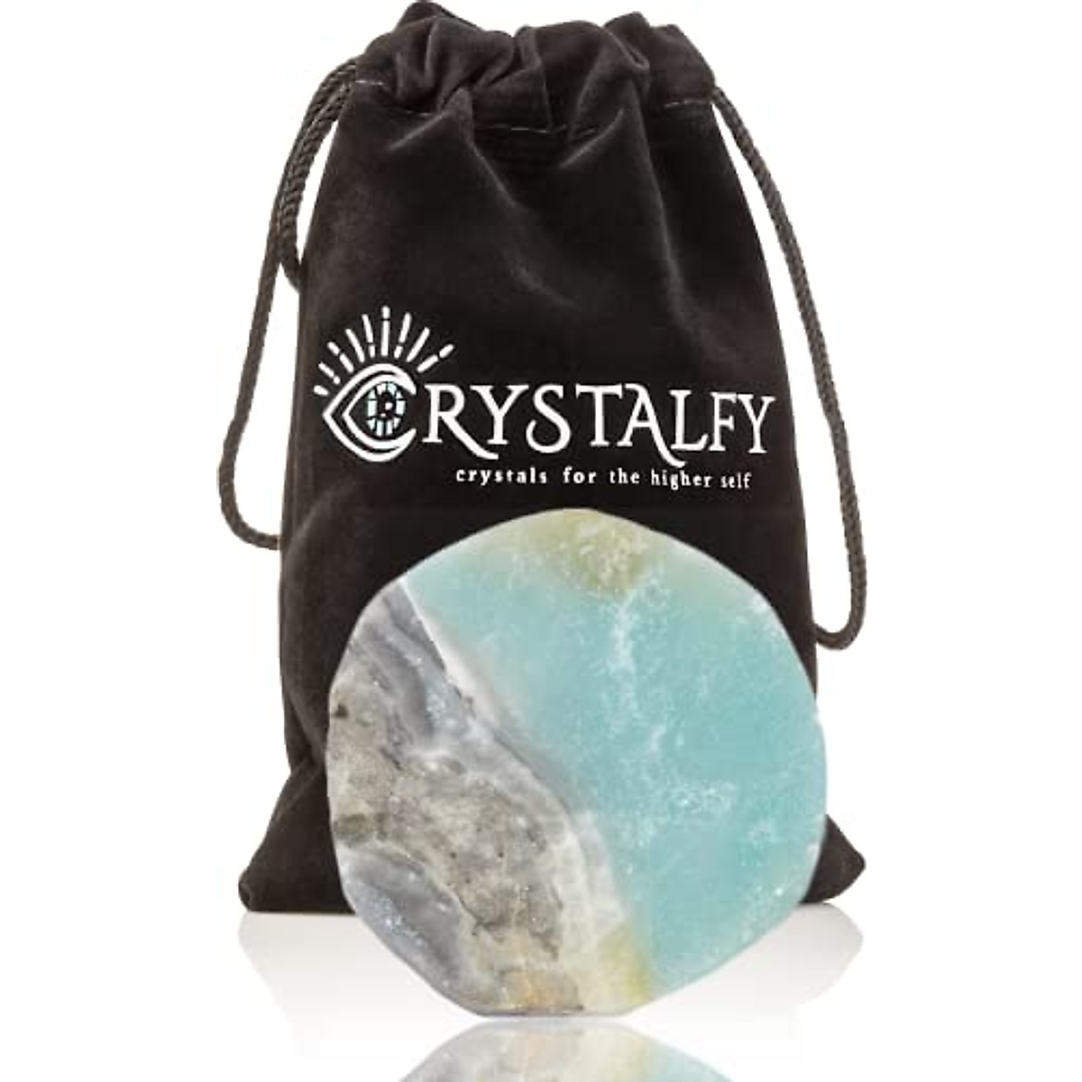 CRYSTALFY Amazonite Natural Edge Crystal Phone Grip & Phone Stand: Authentic Natural Gemstone Swappable Top, Expandable Collapsible Holder for Smartphones and Tablets