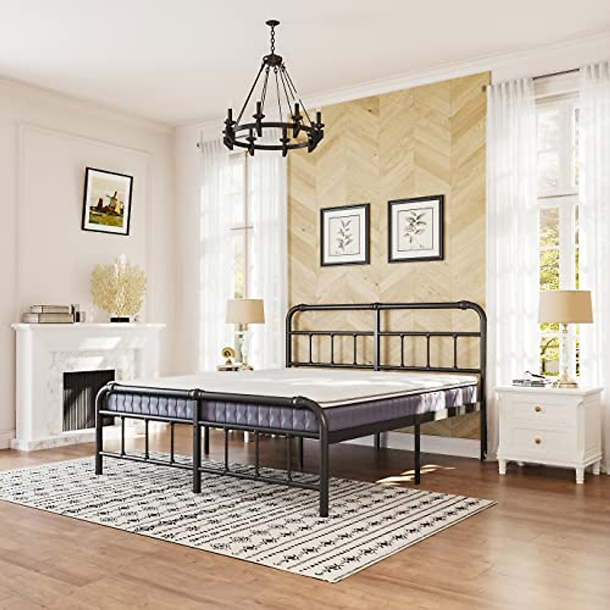 Artimorany California King Bed Frame with Headboard and Footboard,14 inch High, 3500 Pounds Heavy Duty Mattress Platform No Box Spring Needed, Easy to Assemble, Noise Free(Black)