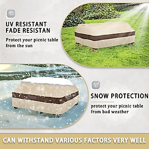 YANSHILEI Outdoor Picnic Table Cover Fits 6ft Rectangles Picnic Table Waterproof Protection, Waterproof Polyester Canvas Fitted Picnic Table Cover, Weatherproof Patio Table Covers (Khaki)