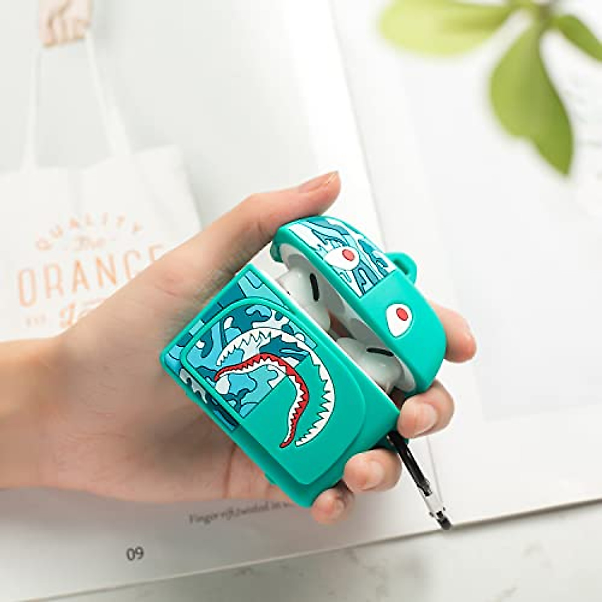 Semeving Compatible with Airpods Pro Case Cover,Cute 3D Anime Case for Airpods Pro for Women/Men(Green)