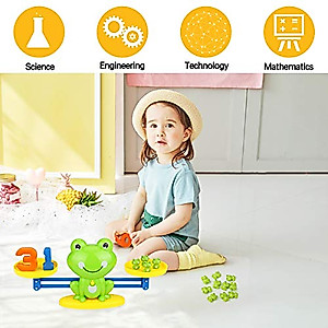Aitbay Cool Math Game, Valentines for Preschoolers Frog Balance Counting Toys for Boys & Girls Educational Number Toy Fun Children's Gift STEM Learning Age 3+ (63 PCS)