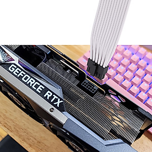 PCIe 5.0 Cable, 16AWG ATX 3.0 12VHPWR PCIE Cable, 600W Male to Male 16 (12+4) Pin PCIE5 Cable for RTX 4090TI, 4080TI, 3090TI, Compatible for MSI, Gigabyte, GameMax, Thermaltake Power Supply, White