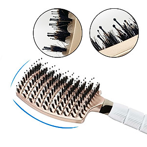 Aozzy Round Brush Set with Boar Bristle Curved Vented Hairbrush for Styling, Drying, and Healthier, Shinier Hair