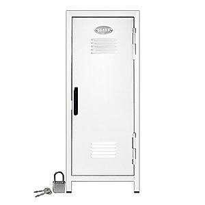 Mini Locker with Lock and Key White -10.75" Tall x 4.125" x 4.125"