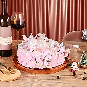 Wood Cake Stand with Dome,Acacia Cake Plate Holder with Acrylic Lid,Cake Display Server Tray for Kitchen,Birthday Parties,Weddings,Baking Gifts or Housewarming Gifts