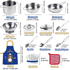 Airlab Kids Pots and Pans Playset for Kids Kitchen Accessories Wooden Play Food Stainless Steel Toys for Toddlers 1-3 Cutting Pretend Toy Bithday Gift