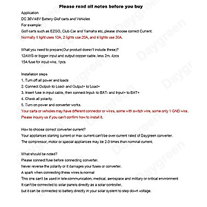 Gofotu DC-DC 36V 48V to 12V 20A Waterproof Golf CART Voltage Reducer Converter 240W Power Regulator with Fuse