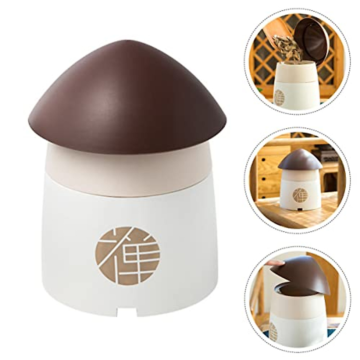 NUOBESTY Bedroom pc Waste Lid Cartoon Shaped Household Bathroom Convenient Trash Cover Can Room Container Push Mushroom Style Push- Paper Living Practical Mini Plastic Home Plastic Bins Plastic Bins