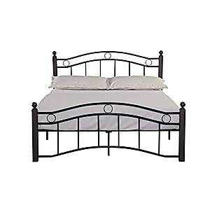 Epinki Full Size Metal Bed Frame with Headboard and Footboard, Black, No Box Spring Needed, Easy Assembly