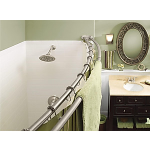 Moen Brushed Nickel Adjustable 57 to 60-inch Stainless Steel Double Curved Shower Curtain Rod, Wall Mounted with Fixed Brackets, DN2141BN