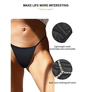 ohyeah Black Plus Size Lace Thong Underwear G String Thongs for Women Lace Cheeky Panties Micro Thong T-back Tangas 3 Pack 3XL-4XL