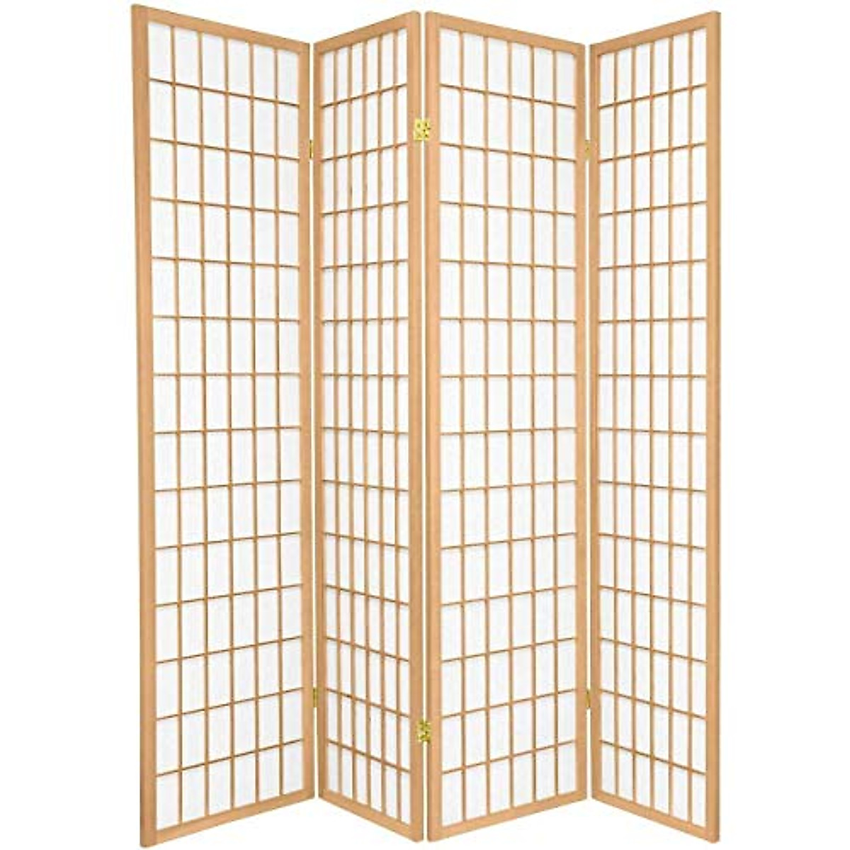GTU Furniture Japanese Style 4 Panels Wood Shoji Room Divider Screen Oriental for Home/Office (Natural)