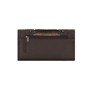 American West Leather Ladies' Cow Town Chocolate with Hair-Fold Wallet