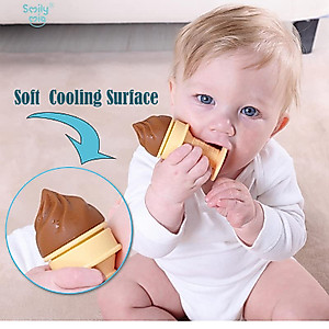 Smily Mia Freezer Teether for Babies 12-18Months,Freezable Ice Cream Toy for 6-12Months Babies,Cold Water Soother for 3-6Months for Teething Pian Relief,Cream White