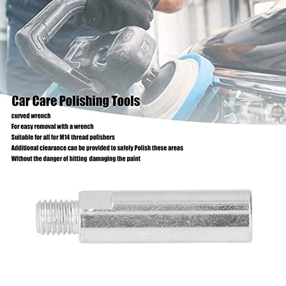 Rotary Polisher Extension Shaft M14 Thread Adapter Angle Grinder Extension Rod Hard Alloy Rotating Machine Extension Connecting Rod for Car Care Polishing(80mm)