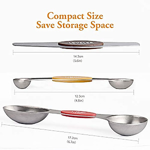 Magnetic Measuring Spoons Set of 8 Stainless Steel Dual Sided Stackable Measuring Spoons Nesting Teaspoons Tablespoons for Measuring Dry and Liquid Ingredients