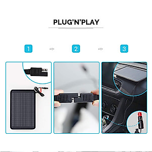 Renogy 5W Solar Trickle Charger Portable Battery Maintainer with Lighter Plug/Alligator Clips/Battery Cables for Car Boat Marine Motorcycles Truck