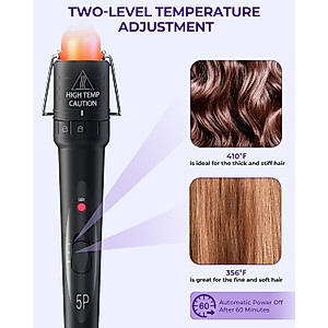 5 in 1 Curling Wand Set: Ohuhu Curling Iron Wand 5Pcs 0.35 to 1.25 Inch Interchangeable Ceramic Barrel Heat Protective Glove 2 Clips Dual Voltage Hair Curler for Girls Women Rainbow