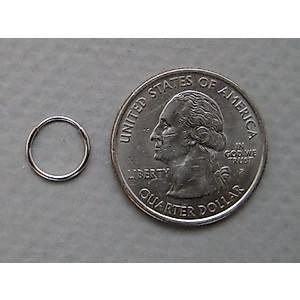 Tiny 14K Gold Thin Continuous Endless Hoop Earrings (1mm Tube) (.39 inch - 10mm - White Gold)