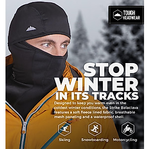Tough Headwear Balaclava Ski Mask - Winter Face Mask for Men & Women - Cold Weather Gear for Skiing, Snowboarding & Motorcycle Riding (Black)