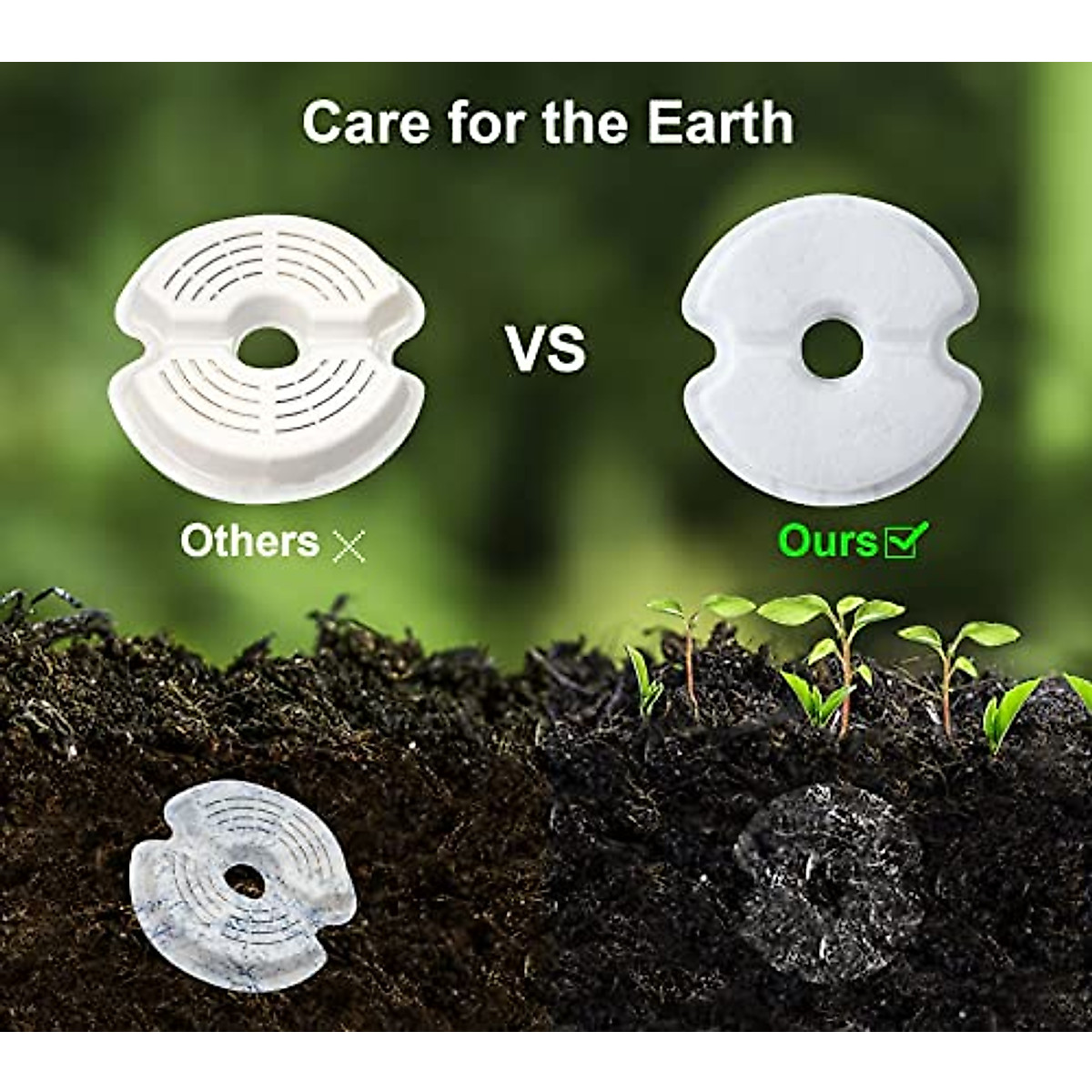 Pet Water Fountain Filter 6 Pack, Yiupea Replacement Cat Filters for 2L-2.5L / 67-84 oz Cat Water Fountain, Cotton Activated Carbon & Resin with Triple Filtration