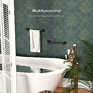 2 Pack 12 Inch Anti Slip Bronze Shower Grab Bar Oil Rubbed Black, ZUEXT Antique Brass Bathroom Grab Bar, Knurled Bath Balance Bar, Safety Handrail Support, Handicap Elderly Senior Assist Bath Handle