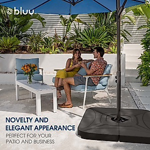 BLUU Compact Base 4 Pc 230 Lbs Water & Sand Filled Weighted Base Offset Cantilever Hanging Patio Umbrella Base for Banyan Offset Hanging Umbrella,Dark Brown