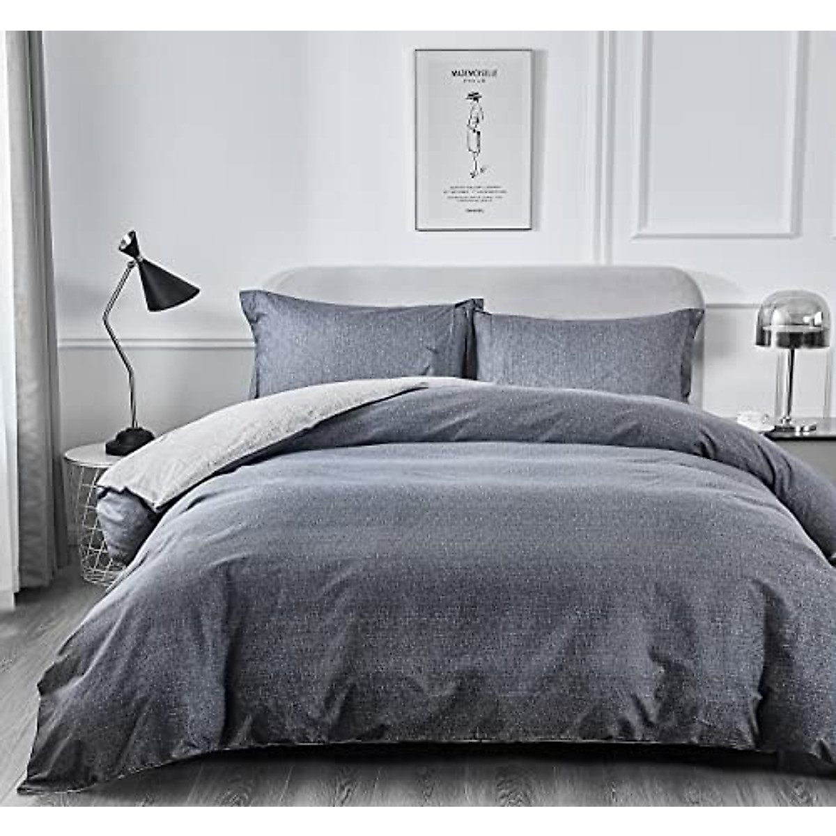 OAITE Duvet Cover Set,100% Cotton Comforter Cover with Floral Pattern Duvet Cover Set,Soft Bedding Set Includes with 3 Piece (2 Pillow Shams,1 Duvet Cover)