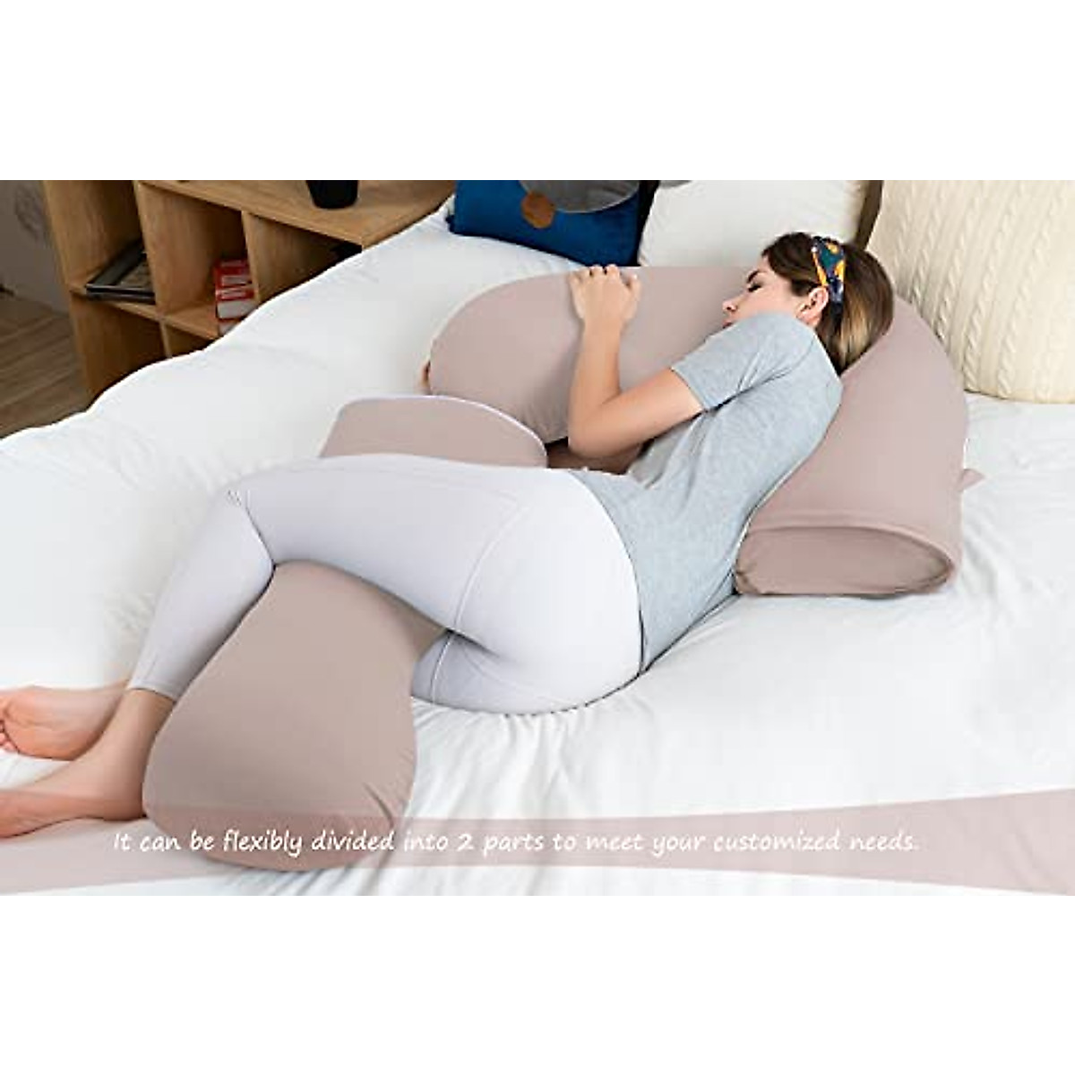 INSEN Pregnancy Pillow for Sleeping,Maternity Body Pillow for Pregnancy Women,Pregnancy Support Pillow for Back, Hip Pain, Apricot