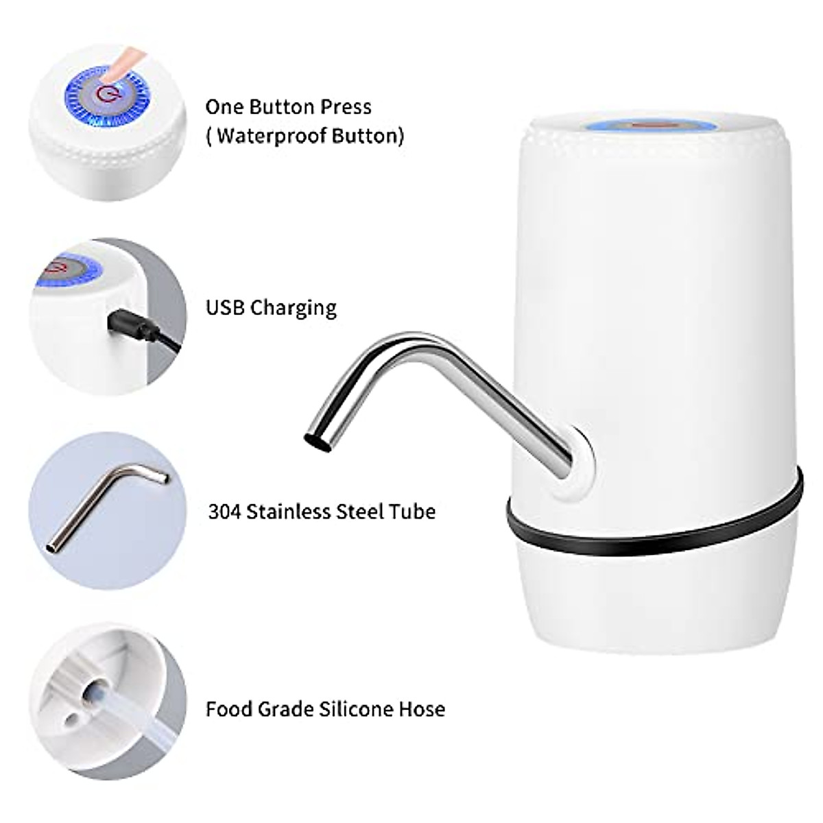 Water Dispenser for 5 Gallon Drinking Water Bottle, Electric Water Pump for 5 Gal Bottle, Portable Water Jug and Automatic Design for Home, Office and Kitchen