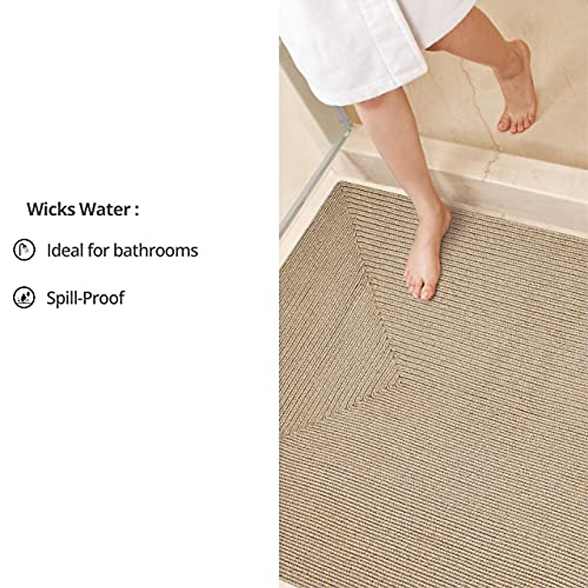 Homespice Biscuit Washable, Indoor-Outdoor, Pet-Friendly Braided Area Rug, Reversible, for Entryway, Kitchen, Bathroom, Neutral, Coastal, Farmhouse Style, Tan - Beige, 20" x 30"