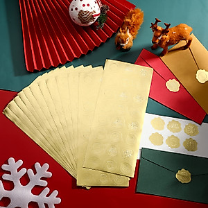 Gersoniel 480 Christmas Embossed Envelope Seals Stickers Wax Foil Seal Stickers Envelopes Self-Adhesive Seal for Greeting Card Wedding Party Decor(Funny Style,Gold)