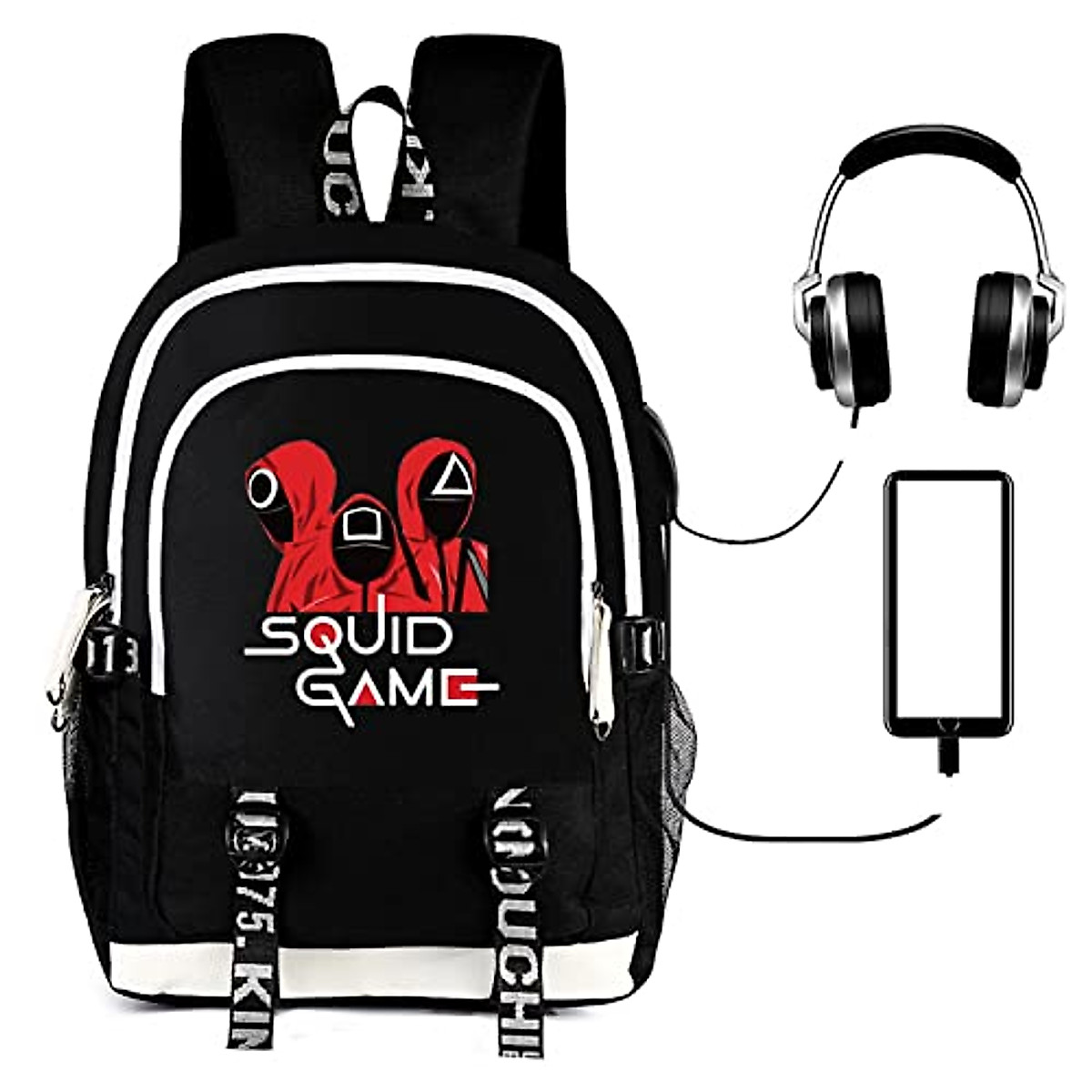 CUSALBOY TV Backpack Student Men and Women USB Charging School Bag Computer Bag Backpack (Black 2)