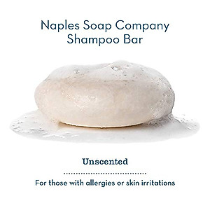 Naples Soap Company Solid Shampoo Bar for All Hair Types – Eco-Friendly, Free of Parabens, Alcohol, Pthalates – Handmade, pH Balanced, Hydrating Haircare, Lasts 50-75 Uses – Fragrance Free, 1.75 oz